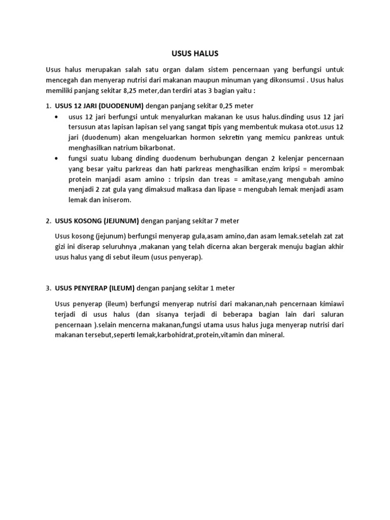 Fungsi dan Struktur Usus Halus | PDF