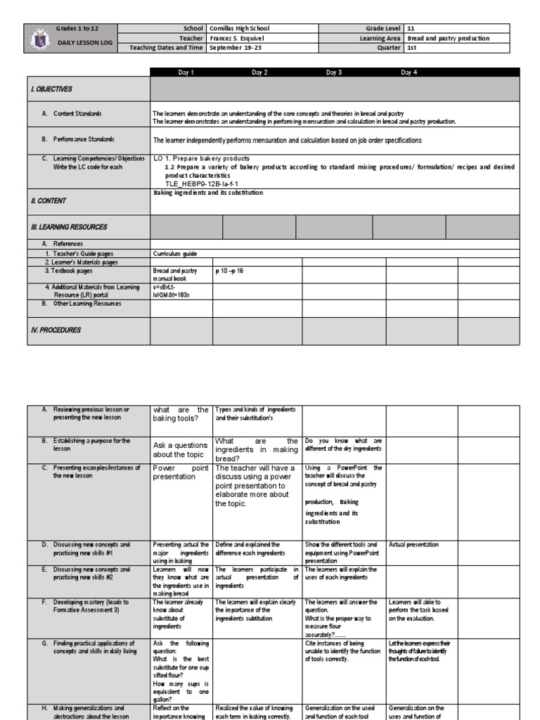 DLL BPP | PDF | Learning | Rubric (Academic)