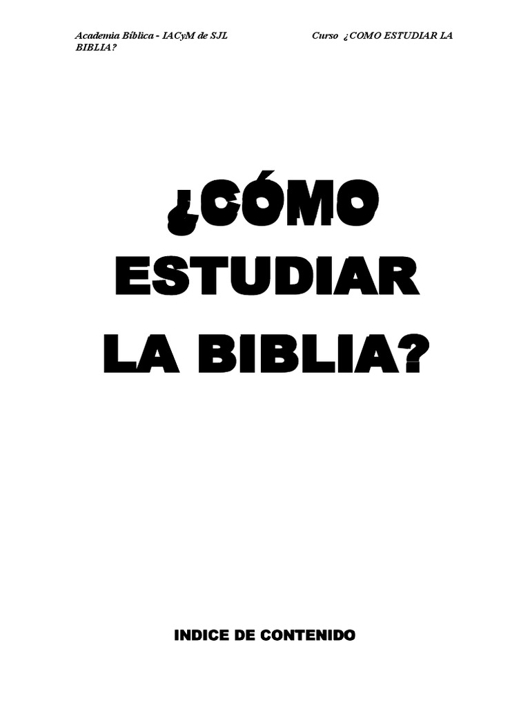 1 Nivel-Taller 1 - Como Estudiar La Biblia | PDF | Biblia | Viejo ...