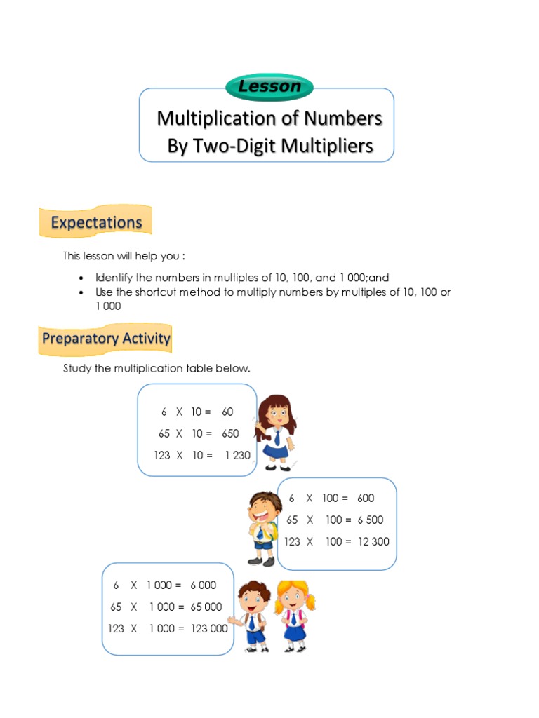 Multiples 10, 100, and 1 000 Answer | PDF