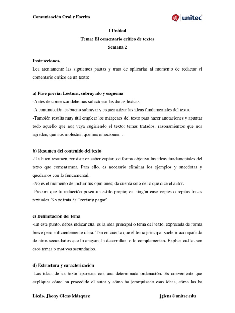 Cómo Redactar Un Comentario Crítico de Textos | PDF | Habla