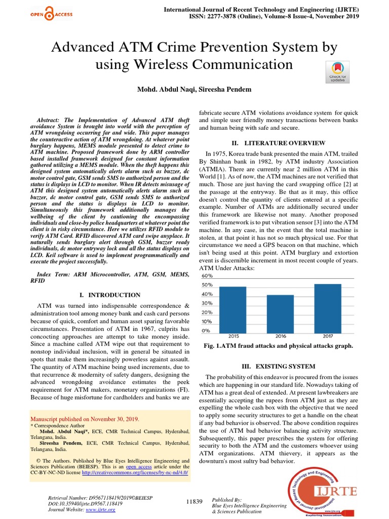 Advanced ATM Crime Prevention System by Using Wireless Communication | PDF | Automated Teller ...