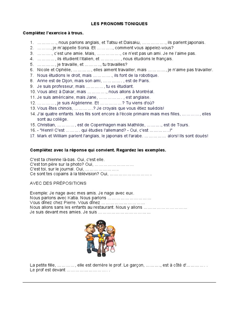 Les Pronoms Toniques | PDF