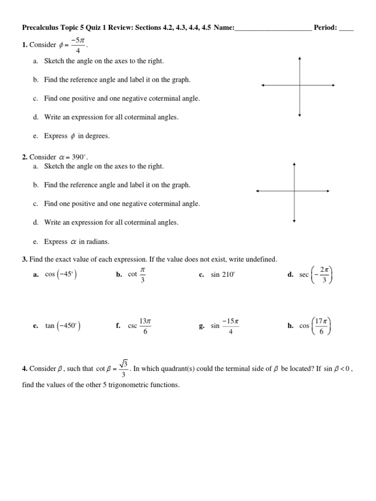 Topic 5 Quiz 1 Review 2022-23 | PDF | Phase (Waves) | Trigonometric ...