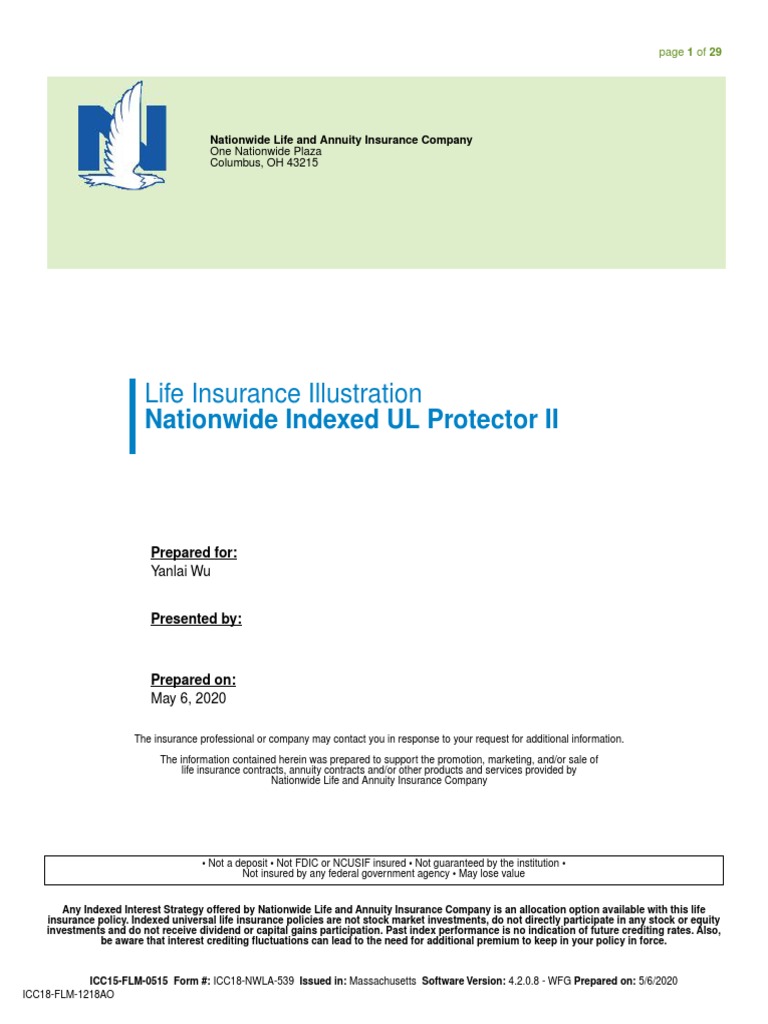 Life Insurance Illustration: Nationwide Indexed UL Protector II | PDF