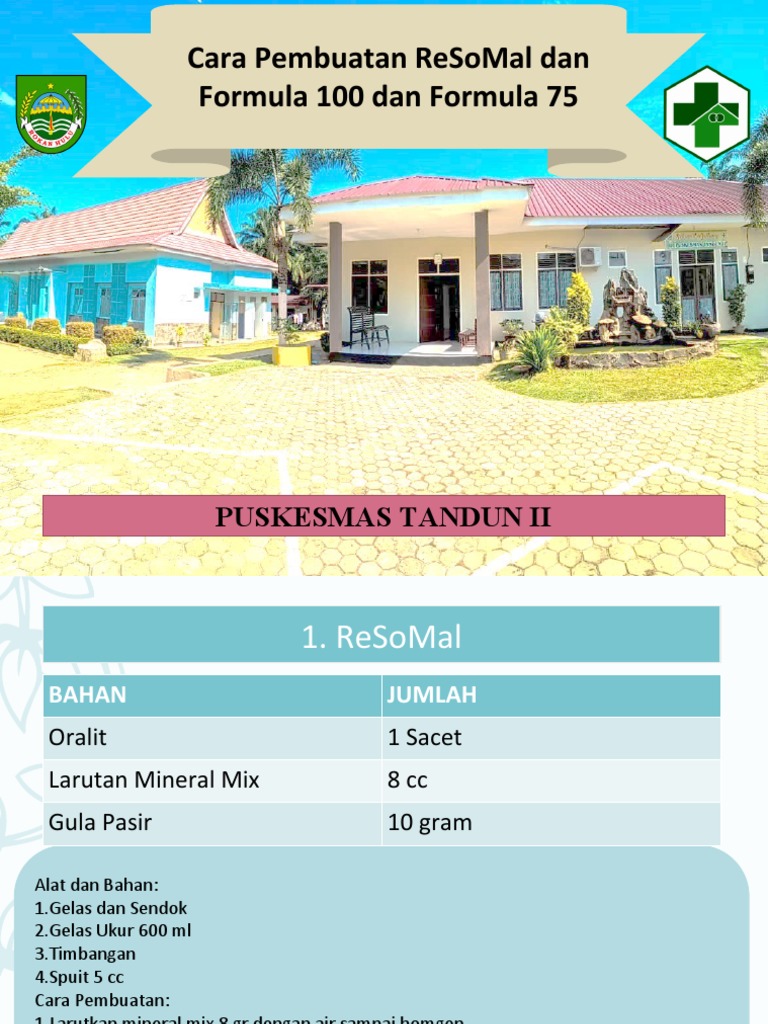 Cara Pembuatan ReSomal Dan Formula Puskesmas Tandun II | PDF | Memasak ...