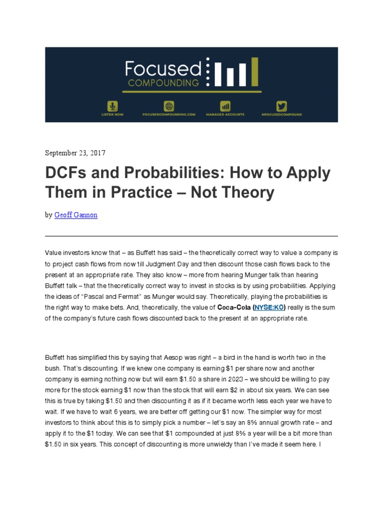 DCFs and Probabilities How To Apply Them in Practice - Not Theory | PDF ...