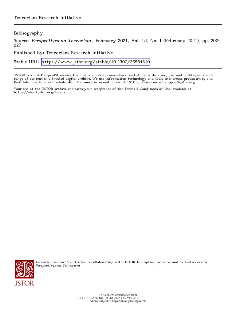 Perspective On Terrorism | PDF | Violence | Syrian Civil War