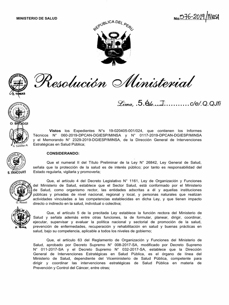 Resolucion Ministerial 576 2019 Minsa OCR | PDF