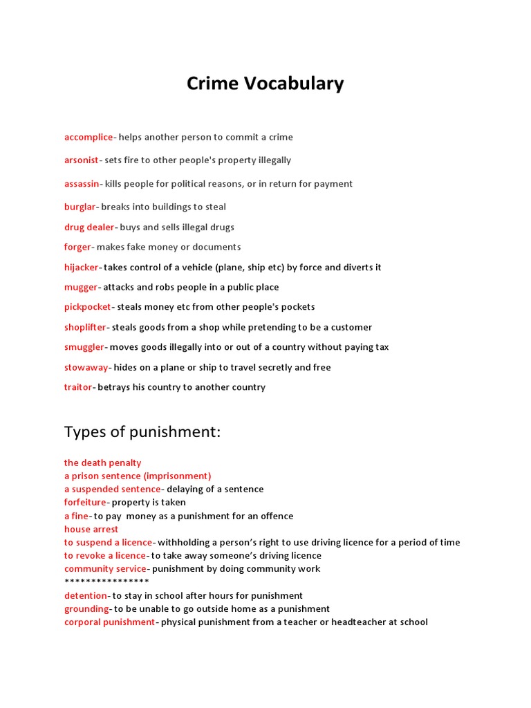 Crime Vocabulary | PDF