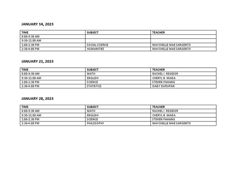Nat Schedule | PDF | Social Science