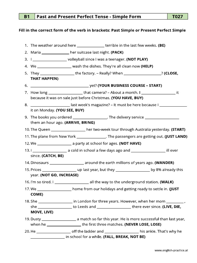 B1 Present Perfect Vs Past Simple | PDF