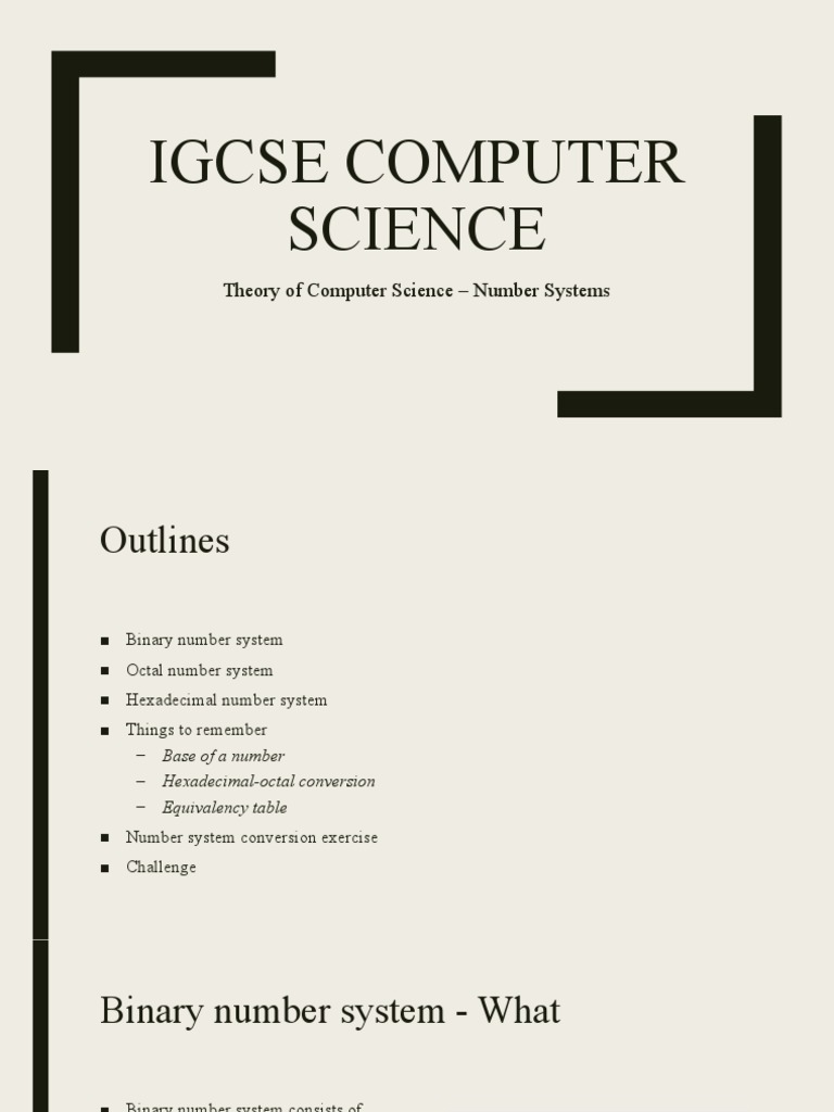 IGCSE Computer Science - 2210 - Chapter 1 | PDF | Byte | Decimal