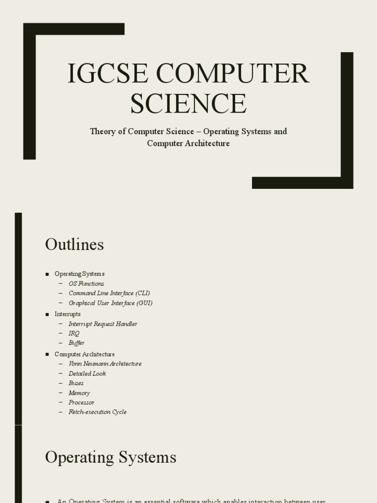 IGCSE Computer Science - 2210 - Chapter 4 | PDF | Operating System | Central Processing Unit