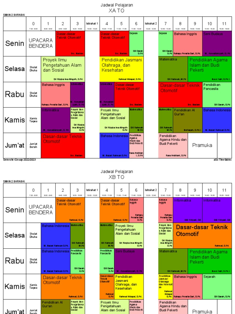Jadwal Kelas Genap 2022-2023 v2 | PDF