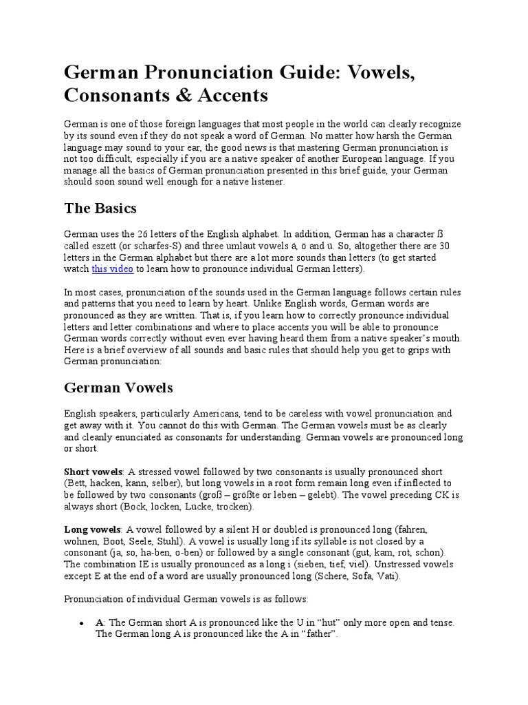 German Pronunciation Guide | PDF | Grammatical Gender | German Language