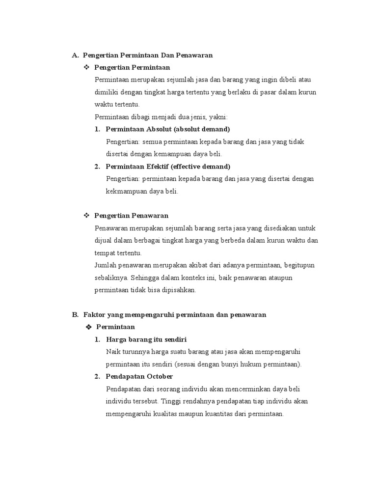 Permintaan & Penawaran: Definisi dan Faktor | PDF | Pengelolaan ...