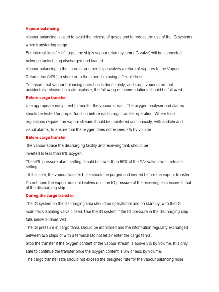 Vapour Balancing | PDF