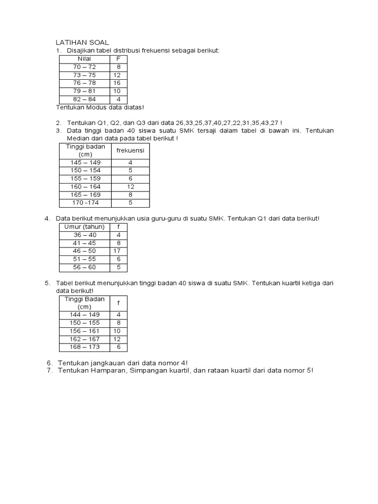 LATIHAN SOAL Quartil | PDF
