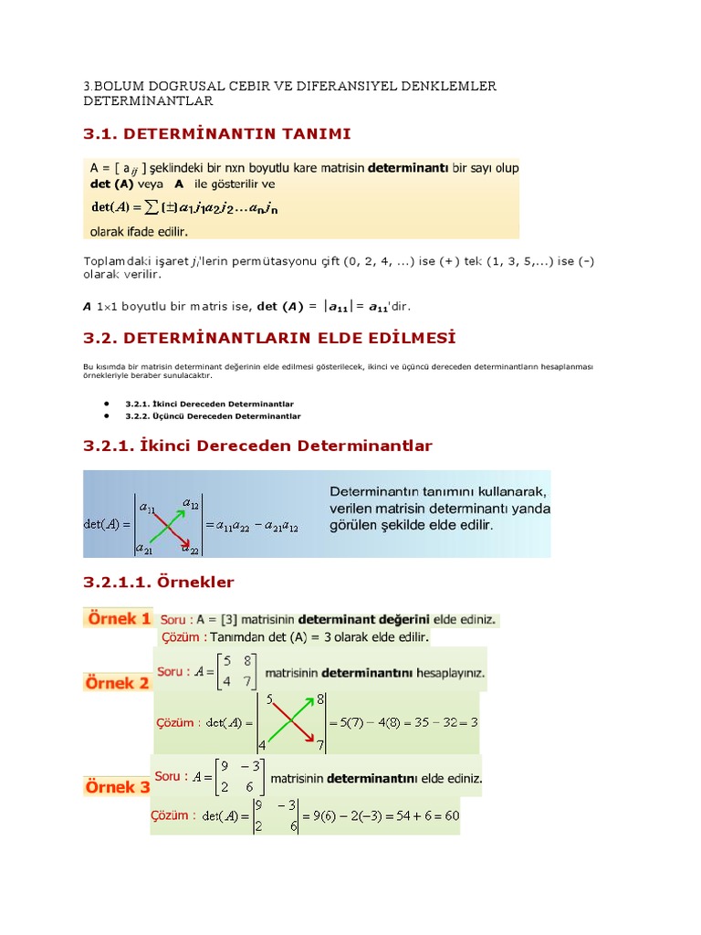 3 Lineer Cebir Determinant | PDF