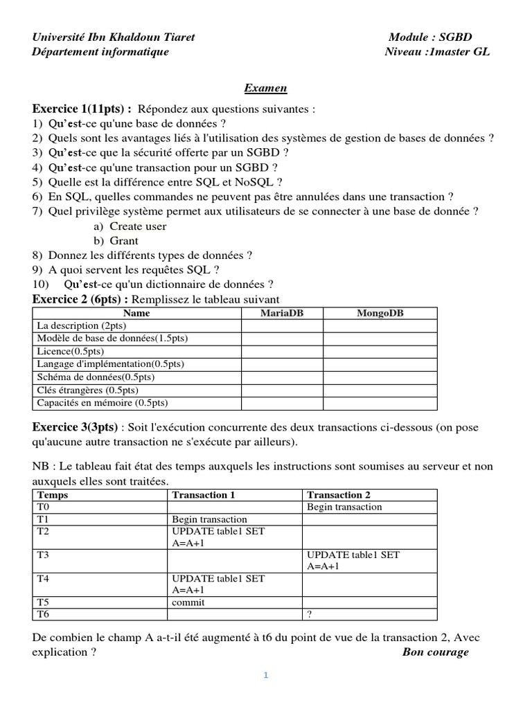 Examensol SGBD | PDF
