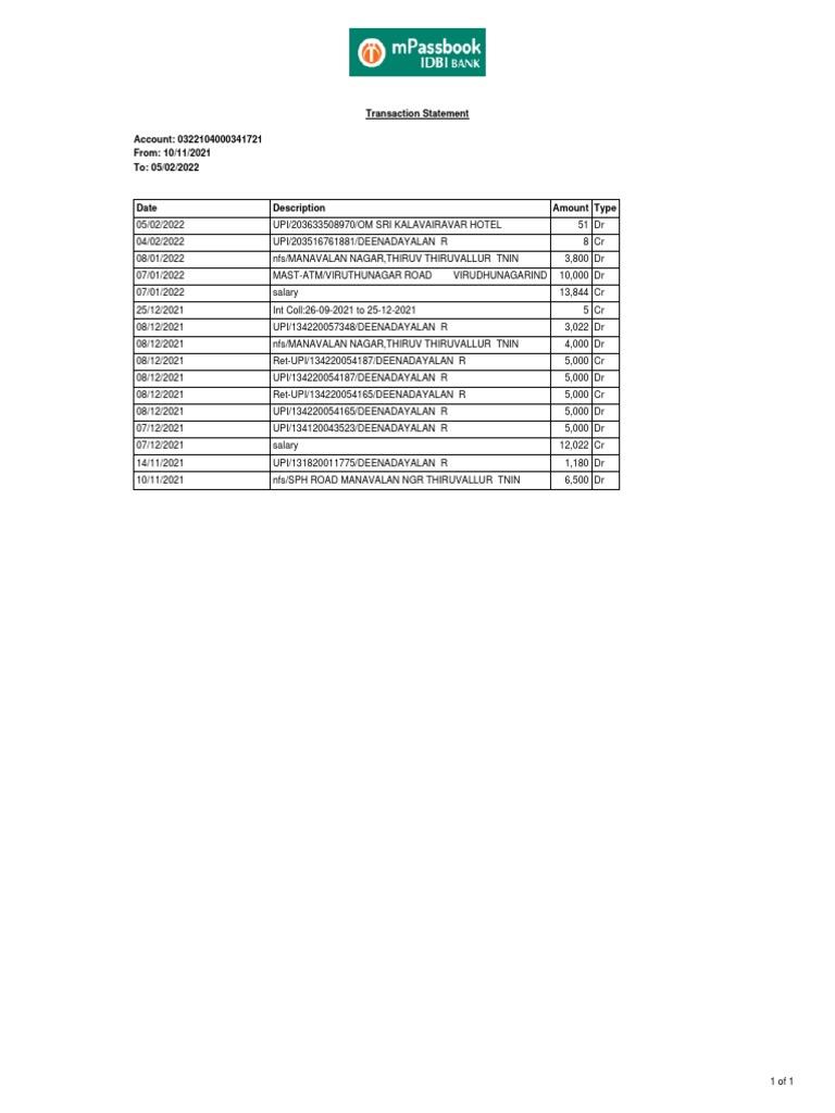 570 Idbi Statement | PDF
