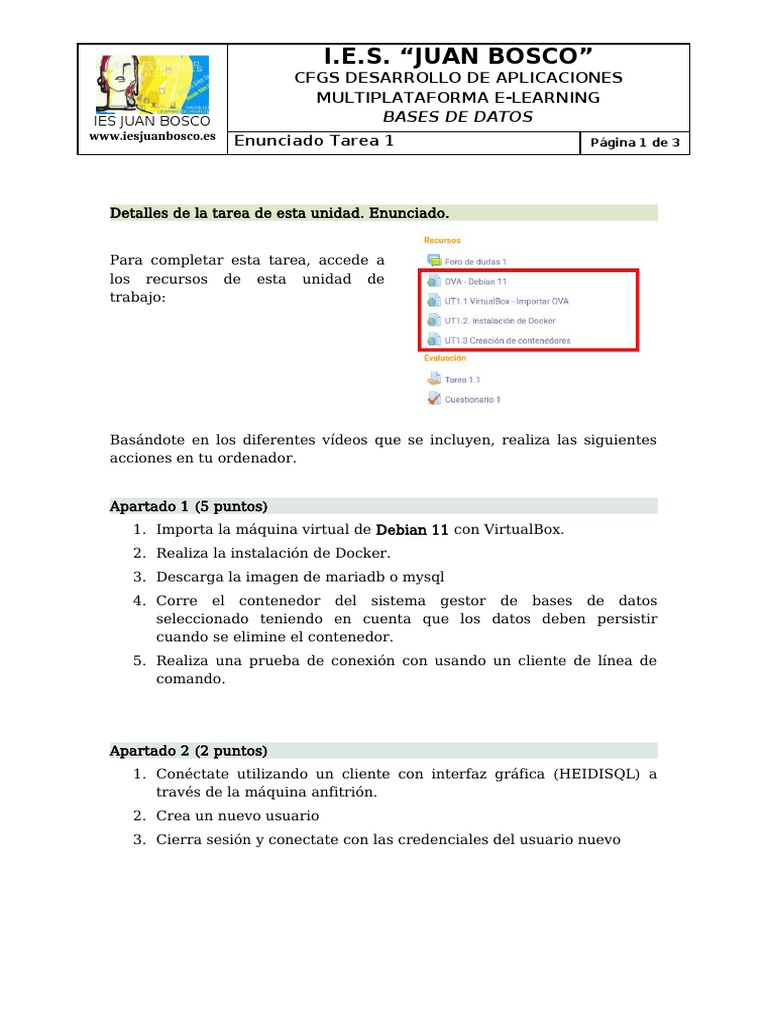 UT01. Enunciado Tarea-3 | PDF | Mi sql | Informática