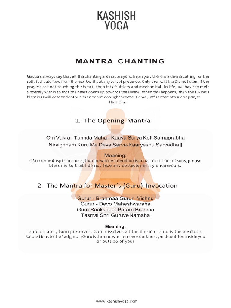 English Mantra Sheet Final-1 | PDF | Mantra | Guru