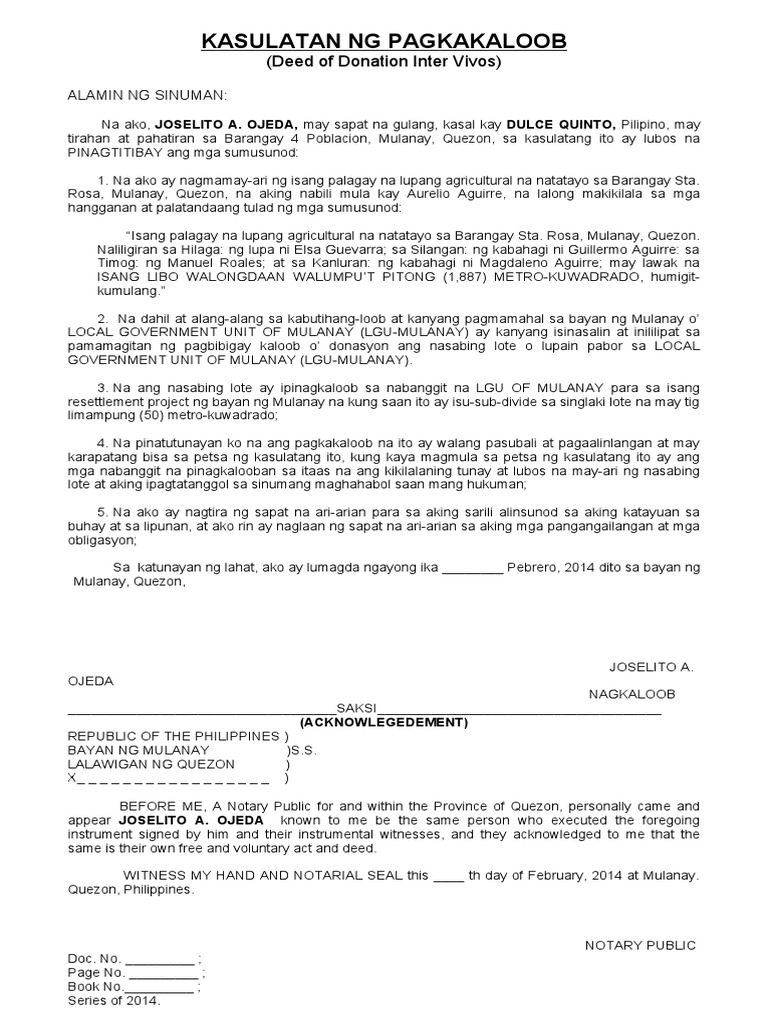 Kasulatan NG Pagkakaloob | PDF