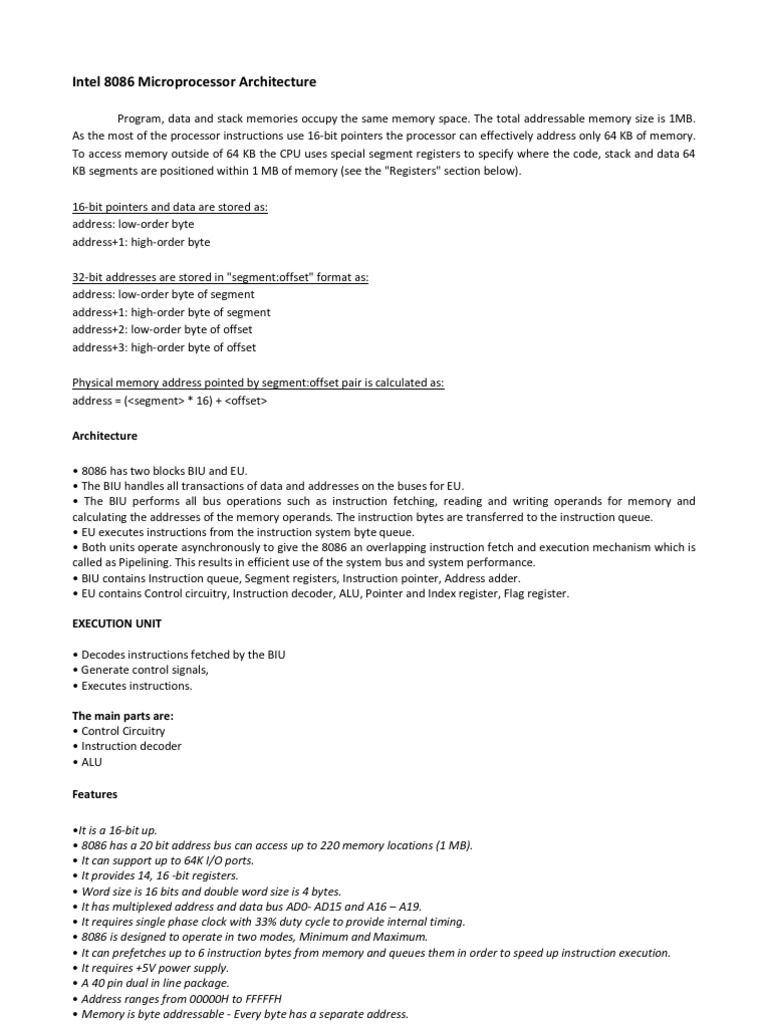Intel 8086 Microprocessor Architecture | PDF | Central Processing Unit | Dynamic Random Access ...