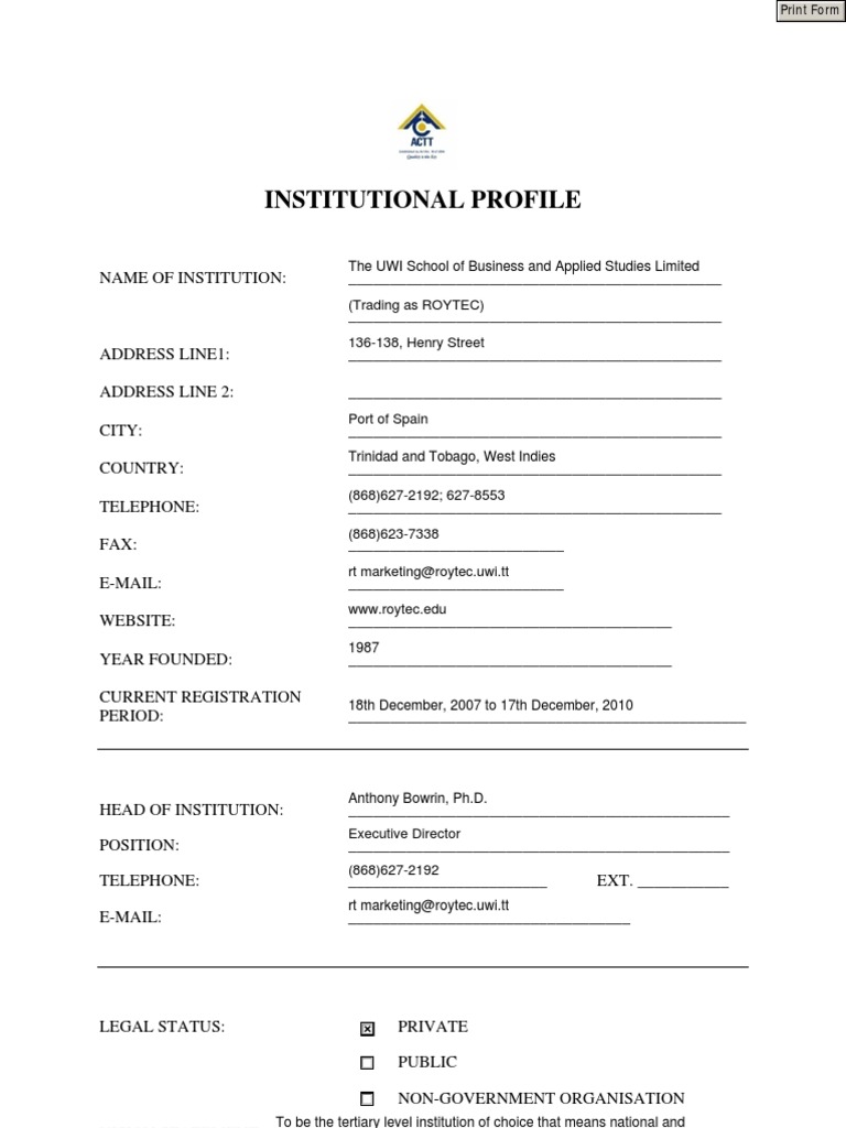 Institutional Profile Rev. 8 UWI School of Business - and Applied ...