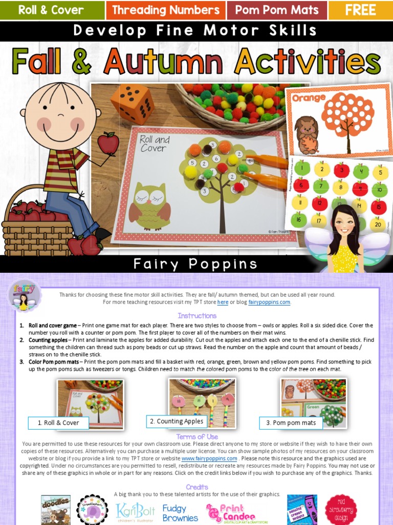 Fine Motor Activities Fall Fairy Poppins | PDF
