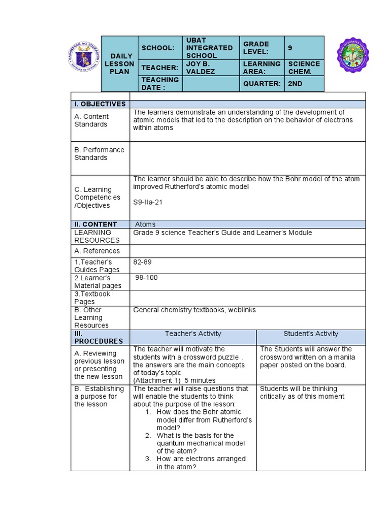 Atomic Insights: Developing Student Understanding of Bohr's Model of ...