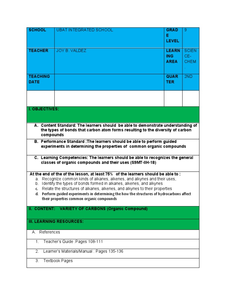 S9MT-IIH-18 Variety of Hydrocarbons LP 2nd Quarter | PDF