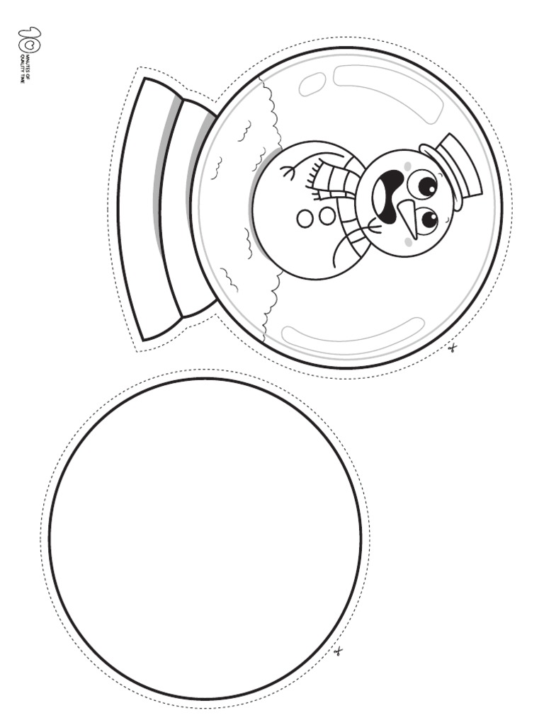 Snowman Snow Globe Paper Craft BW | PDF