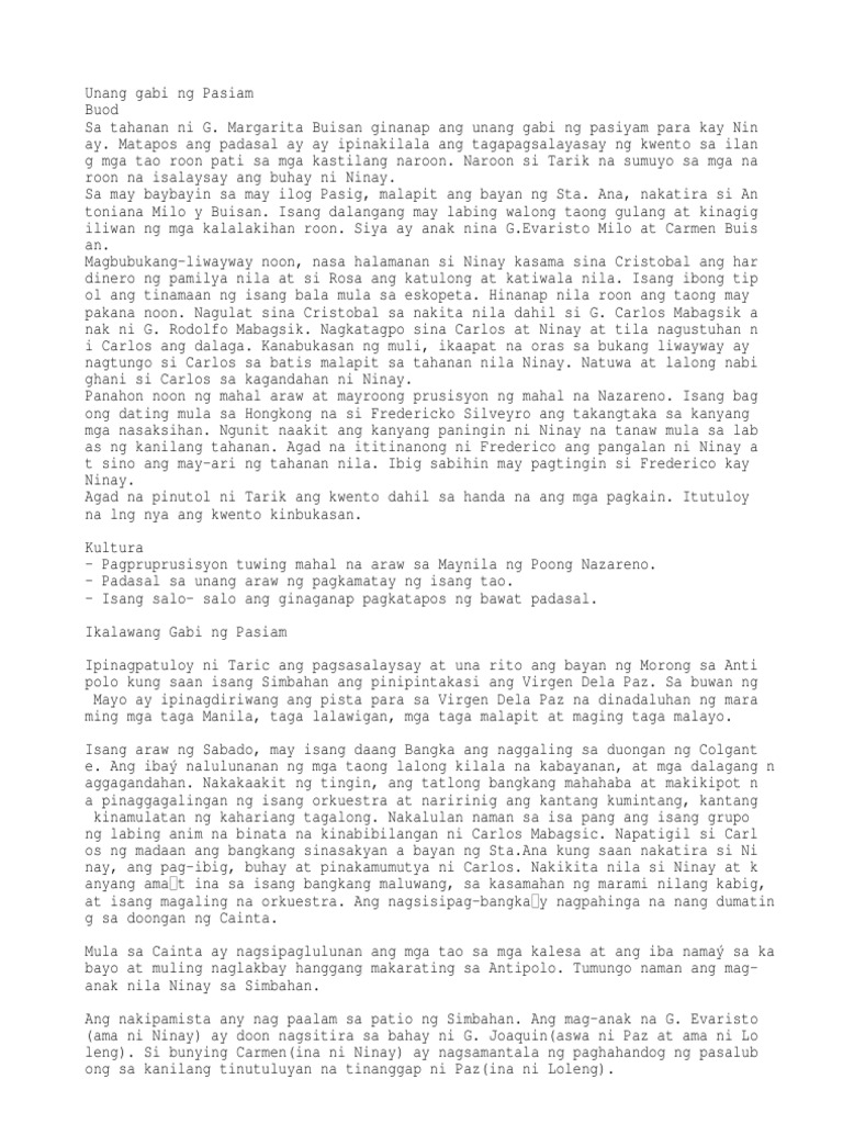 Unang Gabi NG Pasiam | PDF