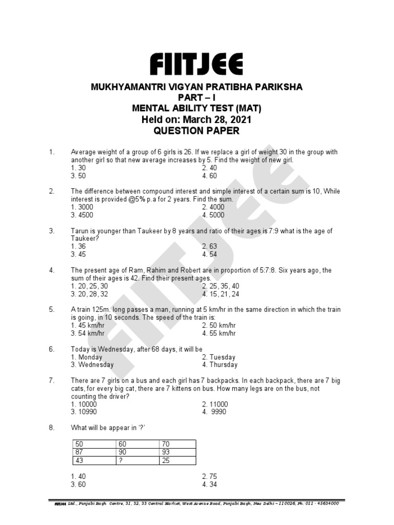 MAT Question Paper Analysis | PDF