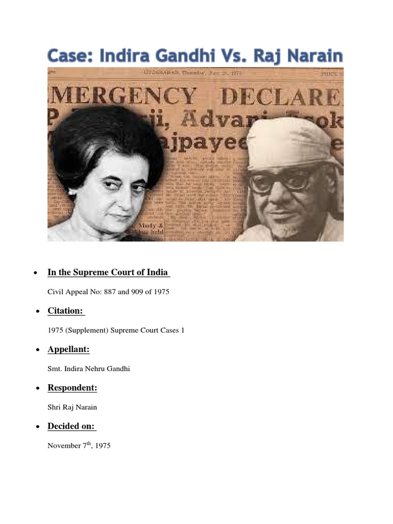 Indira Gandhi vs. Raj Narain | PDF