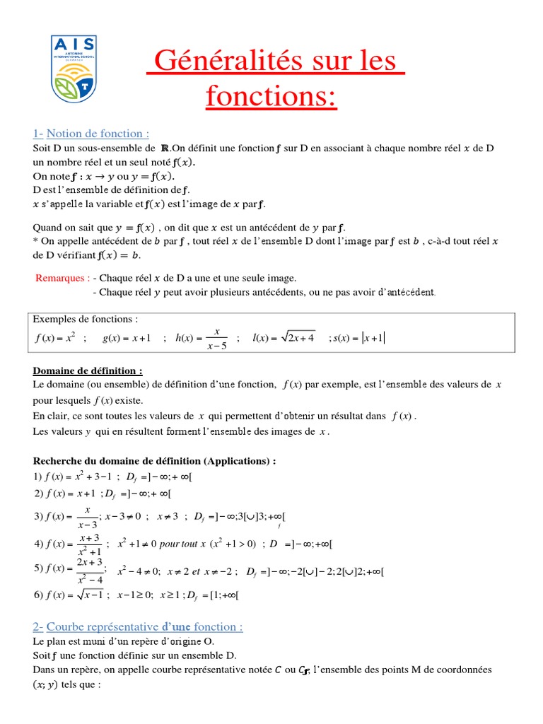 Généralités Sur Les Fonctions | PDF | Fonction monotone | Fonction ...