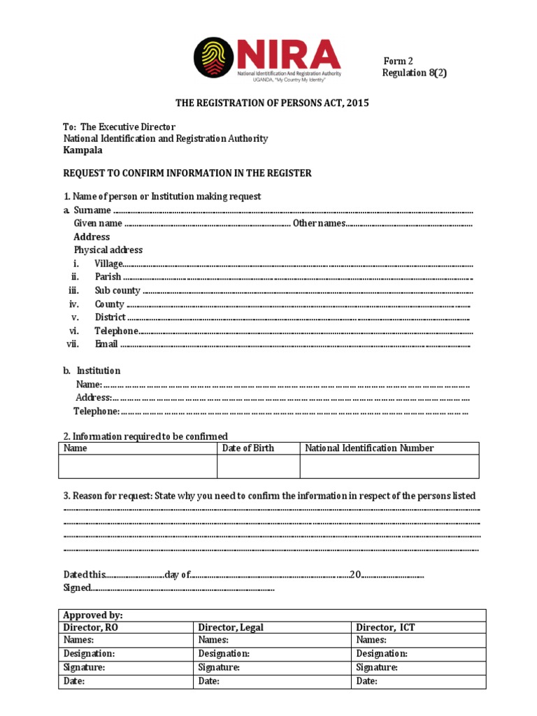 Confirm Information in NIRA Register | PDF | Government | Justice
