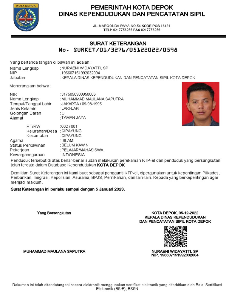 Suket KTP Depok | PDF