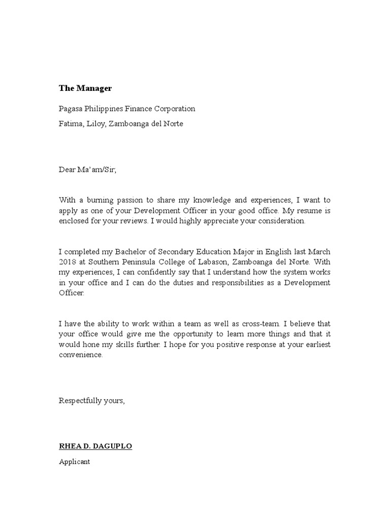 Application Letter | PDF