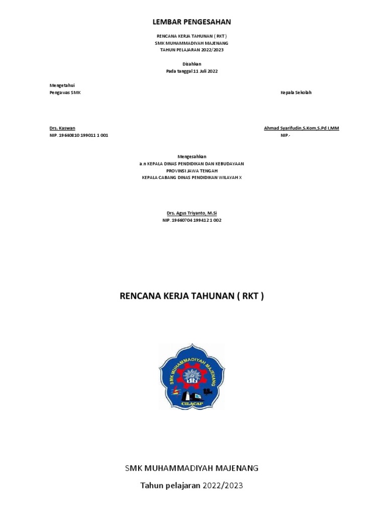 Lembar Pengesahan RKT | PDF