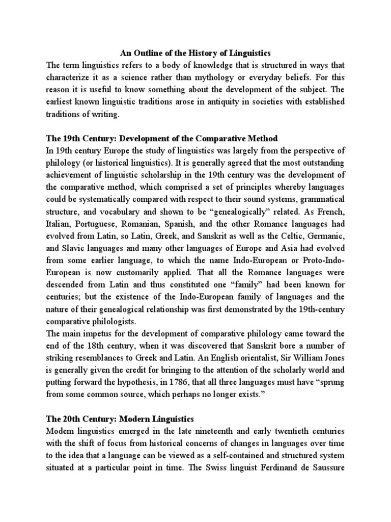 An Outline of The History of Linguistics | PDF | Linguistics | Philology