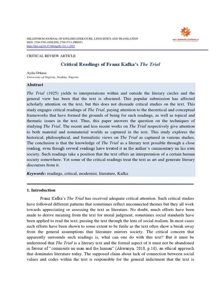 Critical Readings of Franz Kafkas The Trial | PDF | The Trial | Deconstruction
