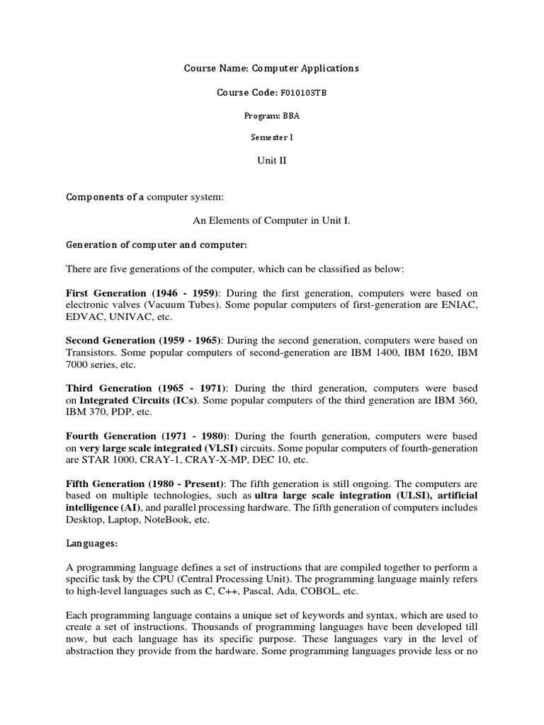 Unit Ii Computer Applications Pdf Microsoft Windows Graphical User Interfaces 