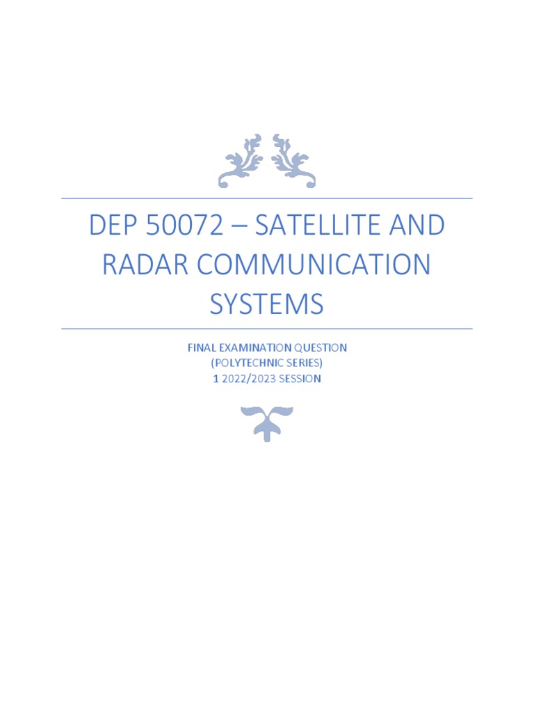 Feq Dep 50072 Satellite and Radar Communication Systems | PDF