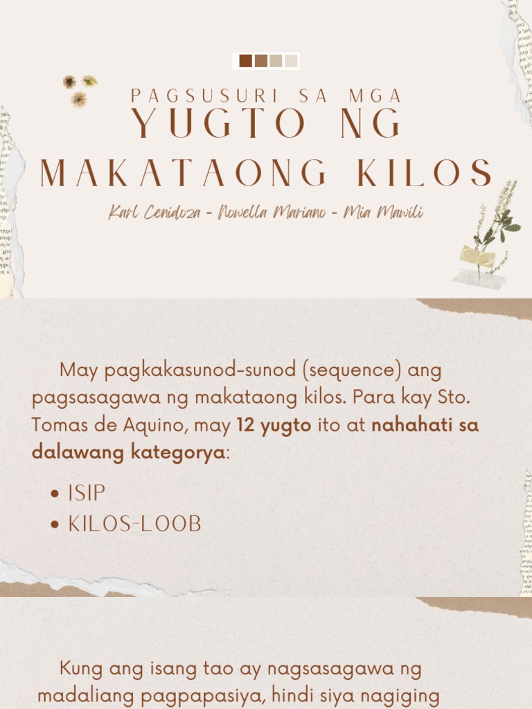 ESP Pagsusuri Sa Mga Yugto NG Makataong Kilos | PDF