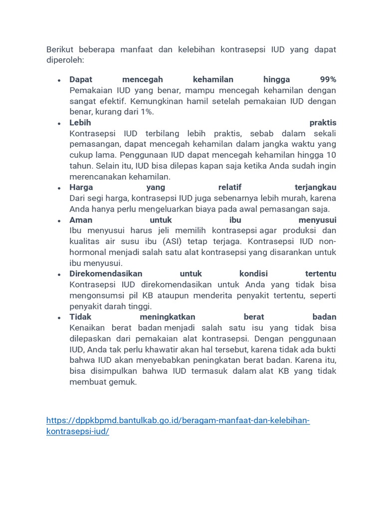 Manfaat Kontrasepsi | PDF