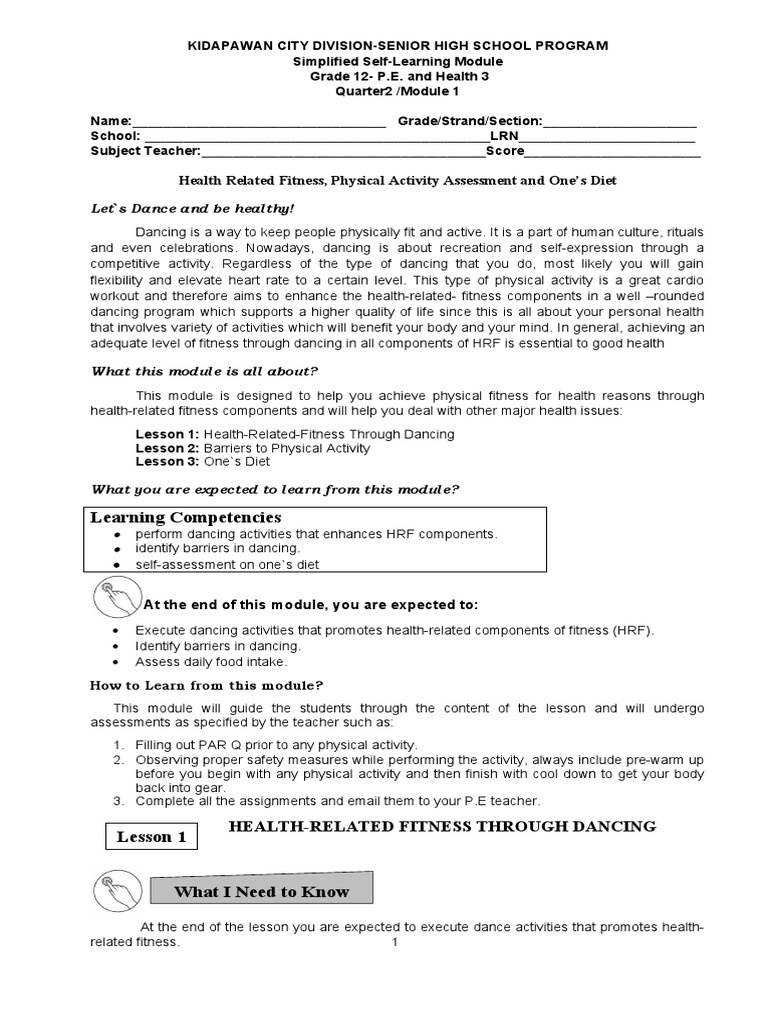 Health-Focused Dance Fitness Module | PDF | Physical Fitness | Aerobic ...